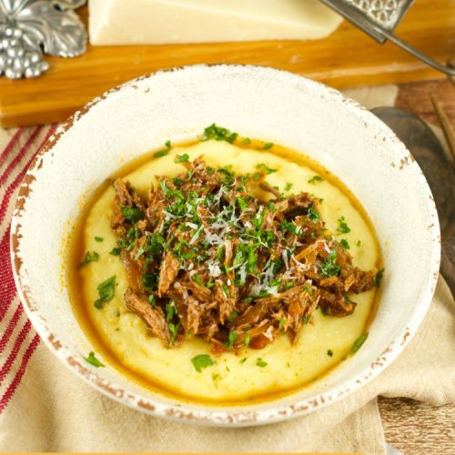 Crock Pot Braised Beef Ragu With Polenta - Living Sweet Moments