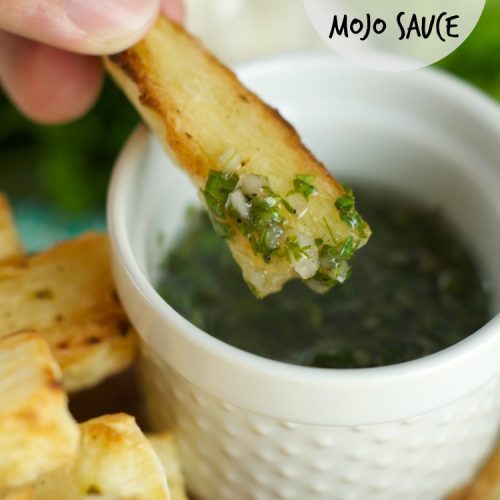 Grilled Yuca with Garlic Mojo Sauce - Living Sweet Moments