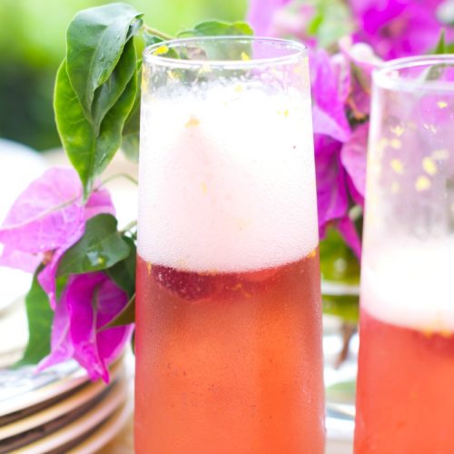 Orange Raspberry Sparkling Wine Cocktail - Living Sweet Moments